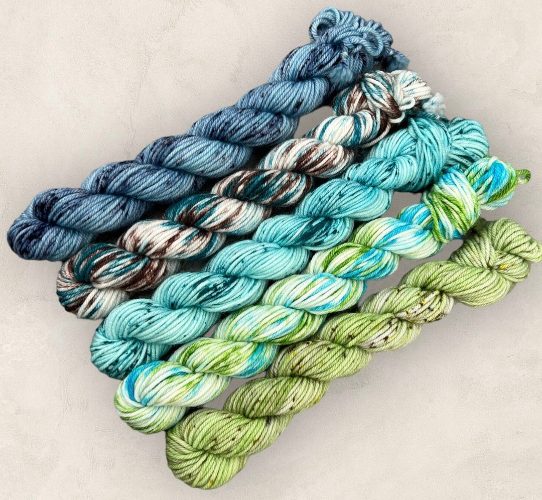 5 X 20g DK Mini Skein Yarn Set Mix Colour Hand Dyed SW Merino Wool ...