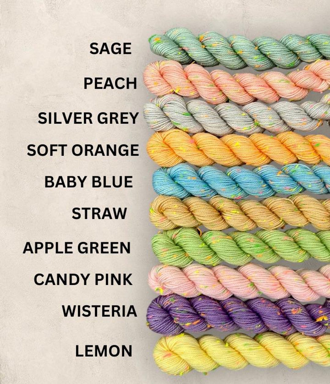 4ply Neon Nep Mini Skein Hand Dyed Yarn High Twist 20g Knitting Crochet ...