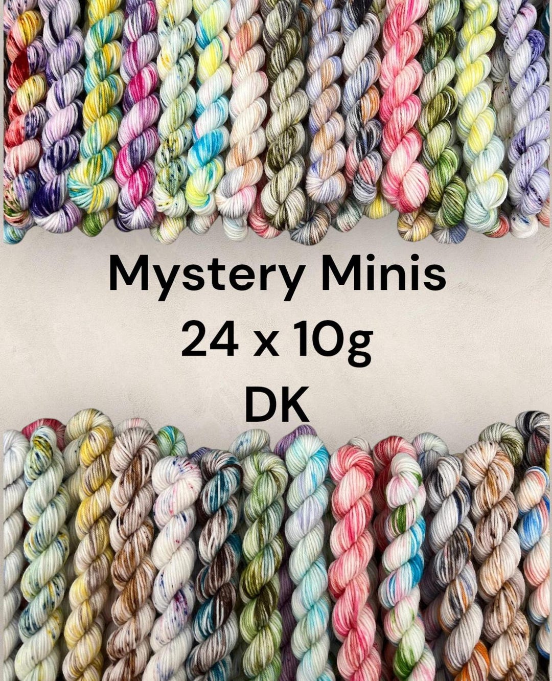 DK Yarn 24 X 10g Mystery Mini Skeins Mix Colour Hand Dyed Super Wash ...