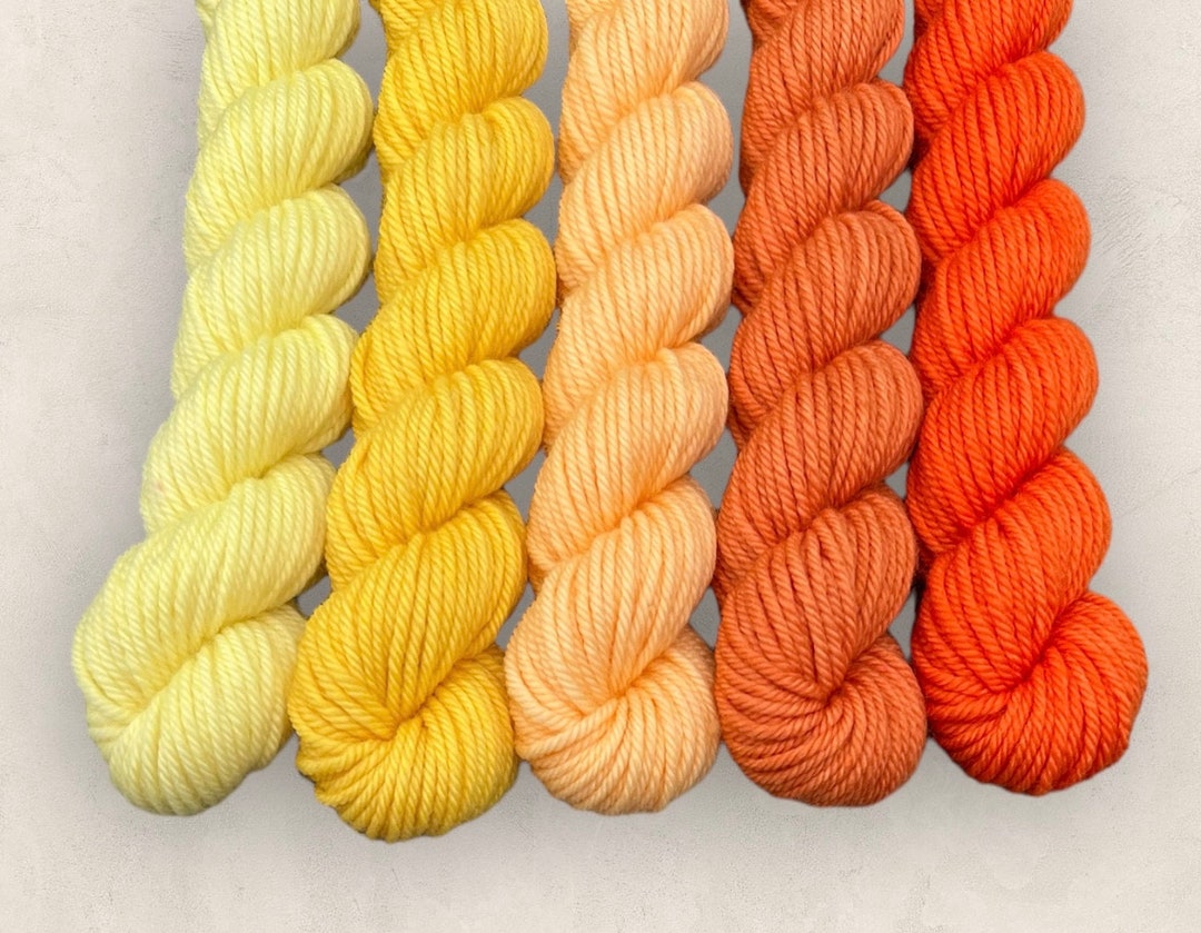 DK 5 X 20g Mini Skein Set Yarn Sunburst Hand Dyed SW Merino Wool Nylon ...