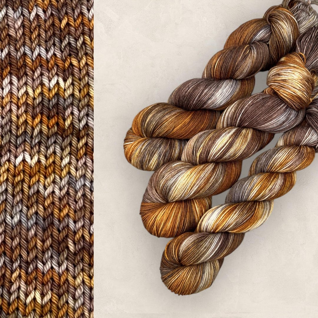 4 Ply / Sock Yarn Hand Dyed 100g or 50g Skein Golden Ash Brown Grey ...