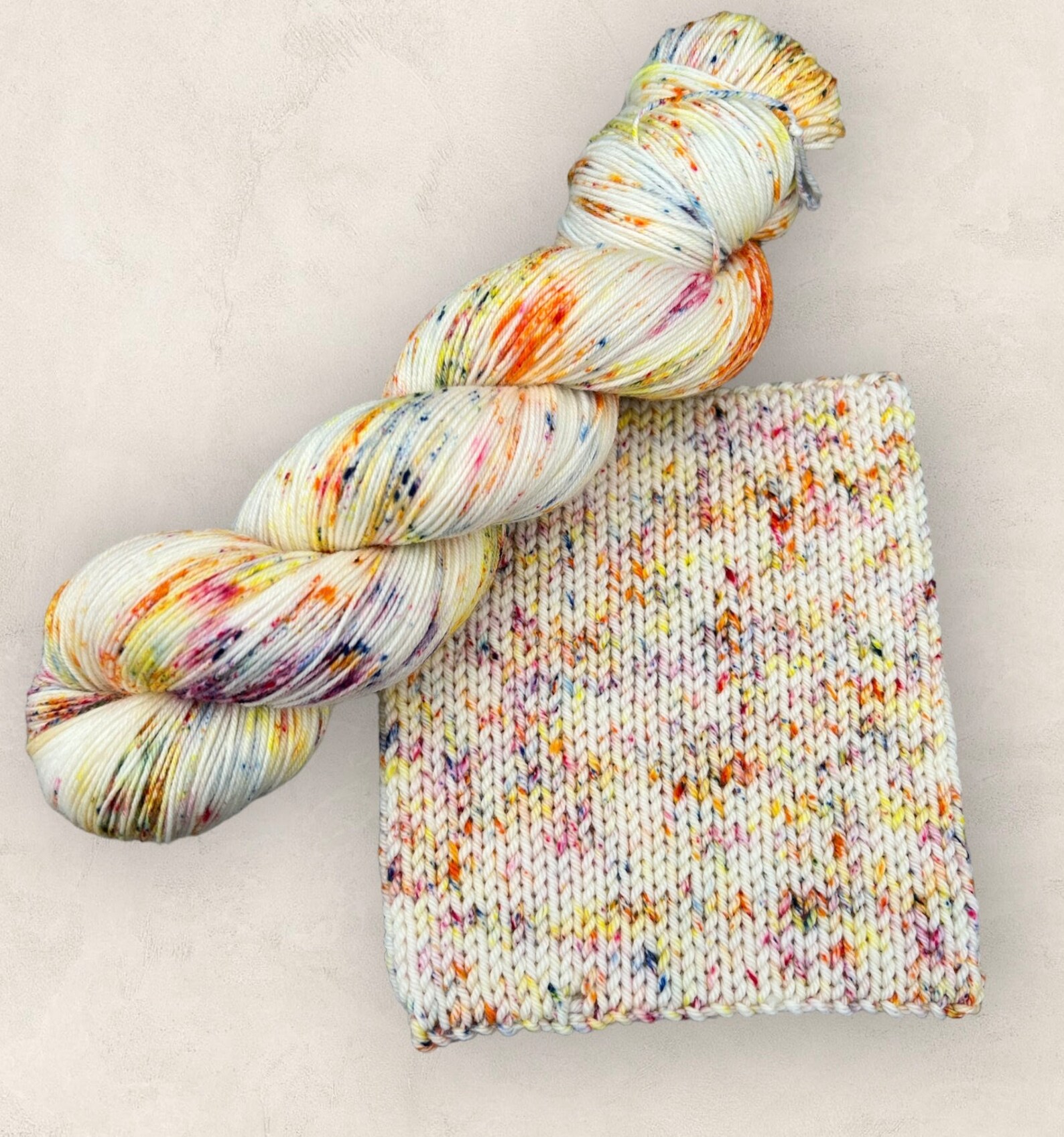 DK Yarn 100g or 50g Skein Hand Dyed Rainbow Drops Speckled Wool Super ...