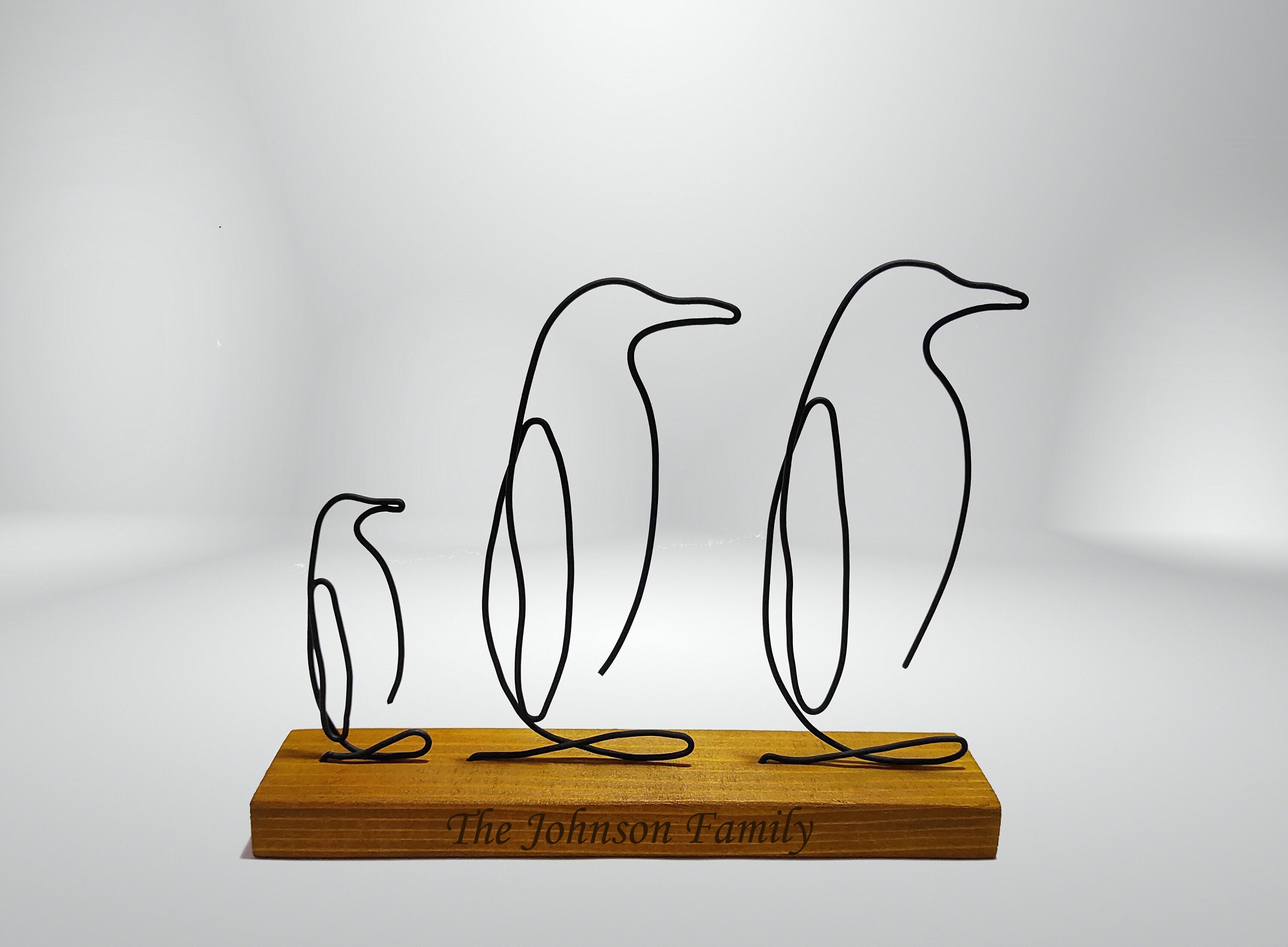 Customizable Penguin Family Sign, Wire Art Sculpture, Shelf Decor, New ...