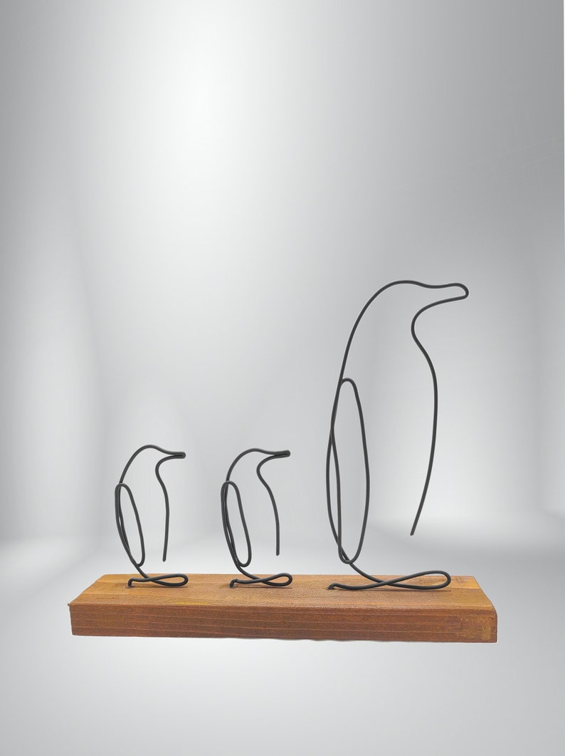 Customizable Penguin Family Sign, Wire Art Sculpture, Shelf Decor, New ...
