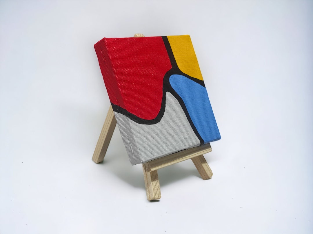 Mondrian Colors, Mini Canvas in the Style of Mondrian With Easel ...