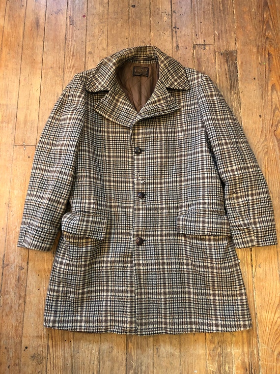 1950s Pendleton Houndstooth Wool Coat Medium Large - Gem