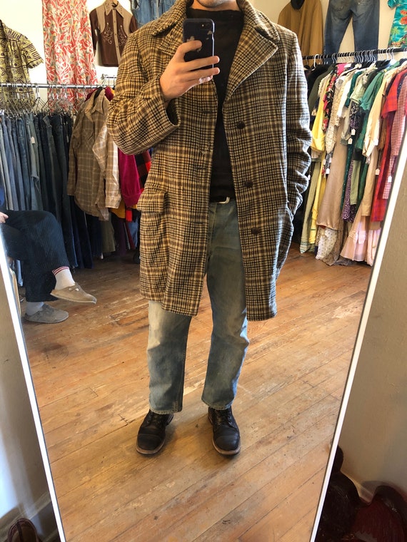 1950s Pendleton Houndstooth Wool Coat Medium Large - Gem