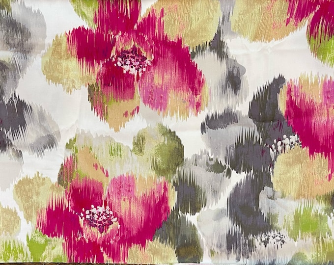 Abstract Edgy Large Floral Print Stretch Cotton Fabric, Fine Twill ...