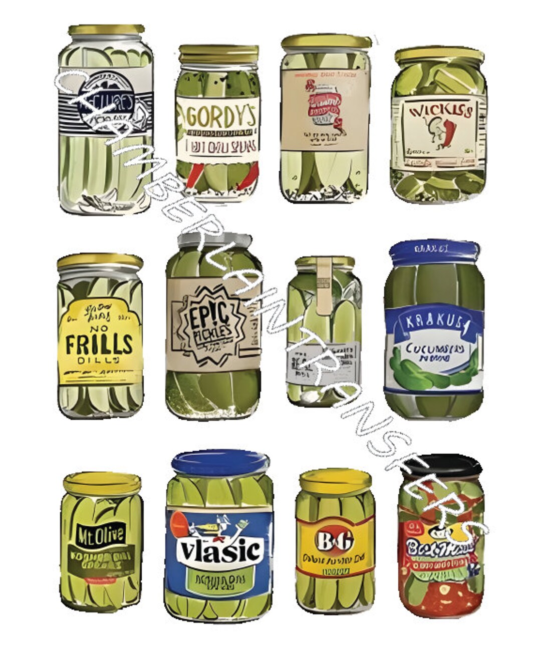 Pickles Pickle Girly Vintage Retro READY TO PRESS Sublimation Transfer ...