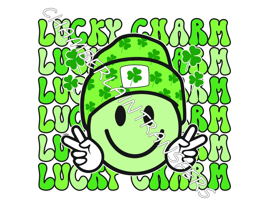 Lucky Charm Smiley Face St Patrick Retro READY TO PRESS Sublimation ...