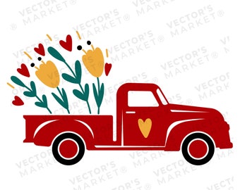 Sunflower Truck SVG Cut File for Cricut, Flower Truck Svg, Sunflower ...