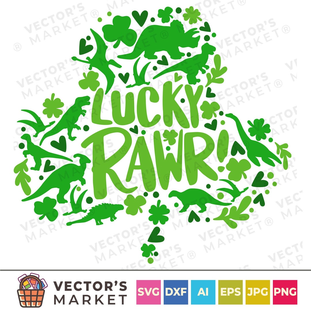 Dinosaur Shamrock SVG Cut File for Cricut, T Rex Silhouettes, Shamrock ...