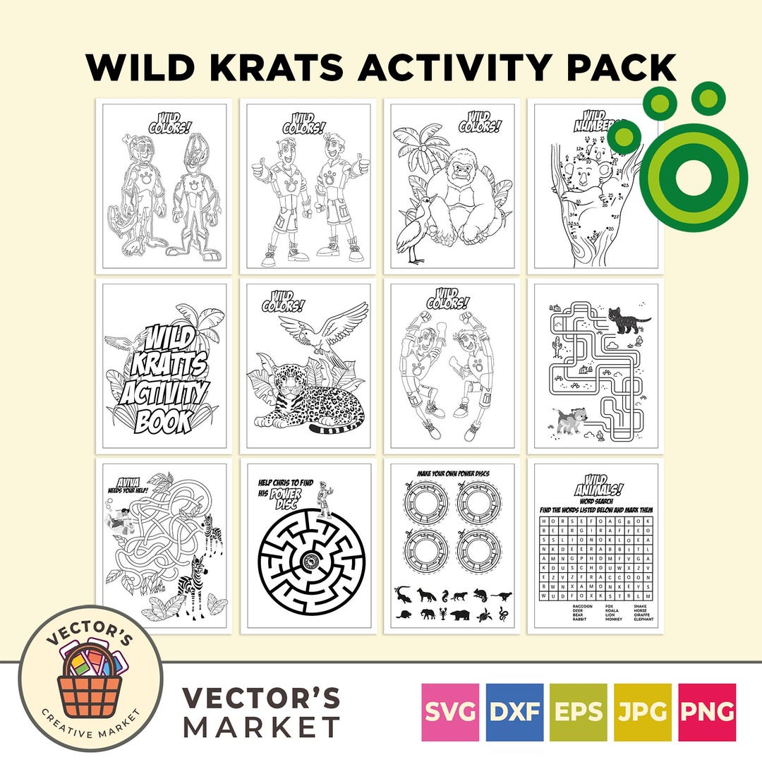 Instant Download Wild Kratts Activity Pack, Chris and Martin Pdf ...