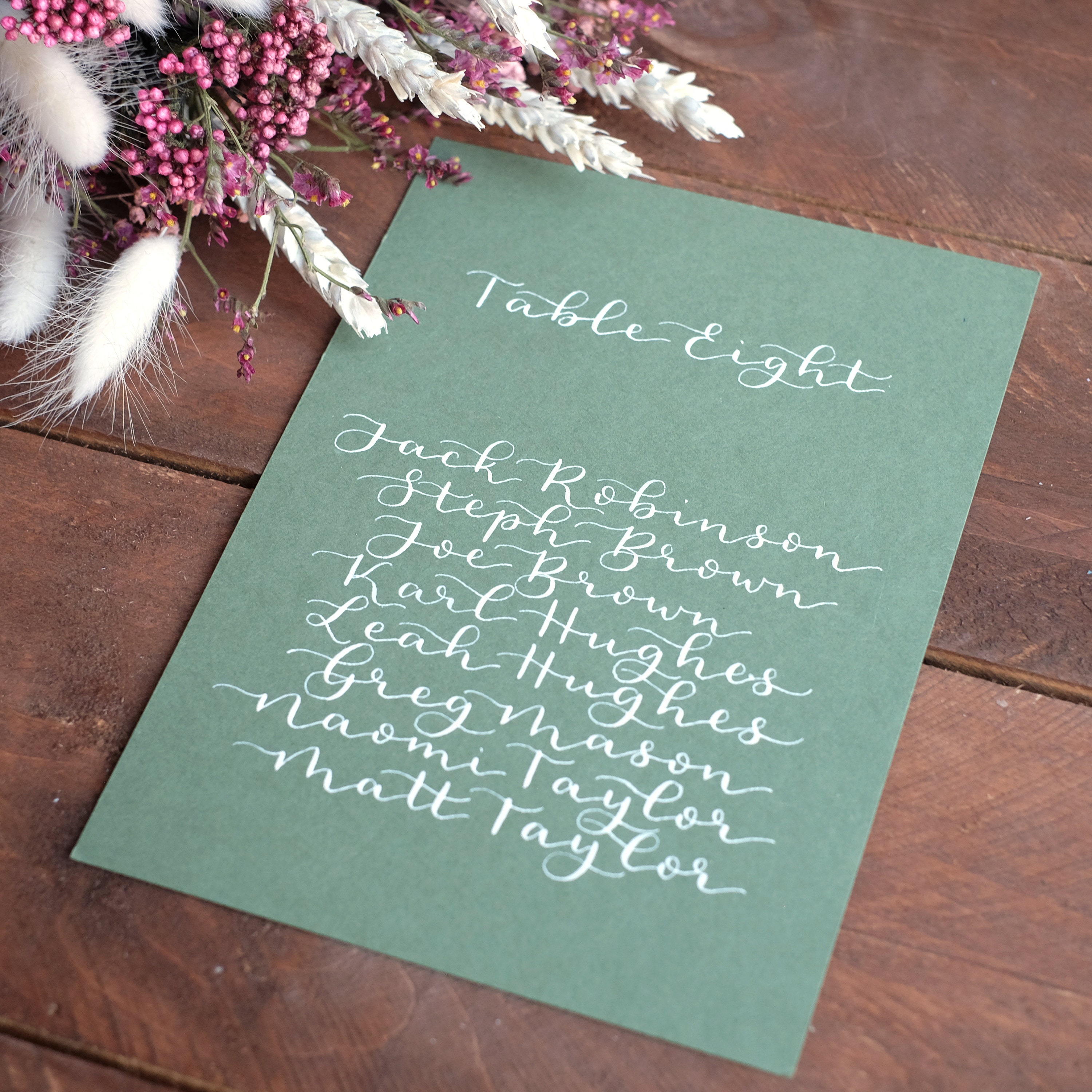 Wedding Place Card Sage Green Name Card Calligraphy Guest - Etsy UK