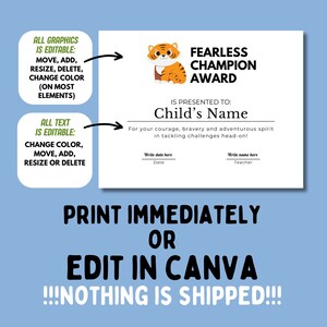 Funny Kindergarten Awards Certificates Editable in Canva, End of School ...