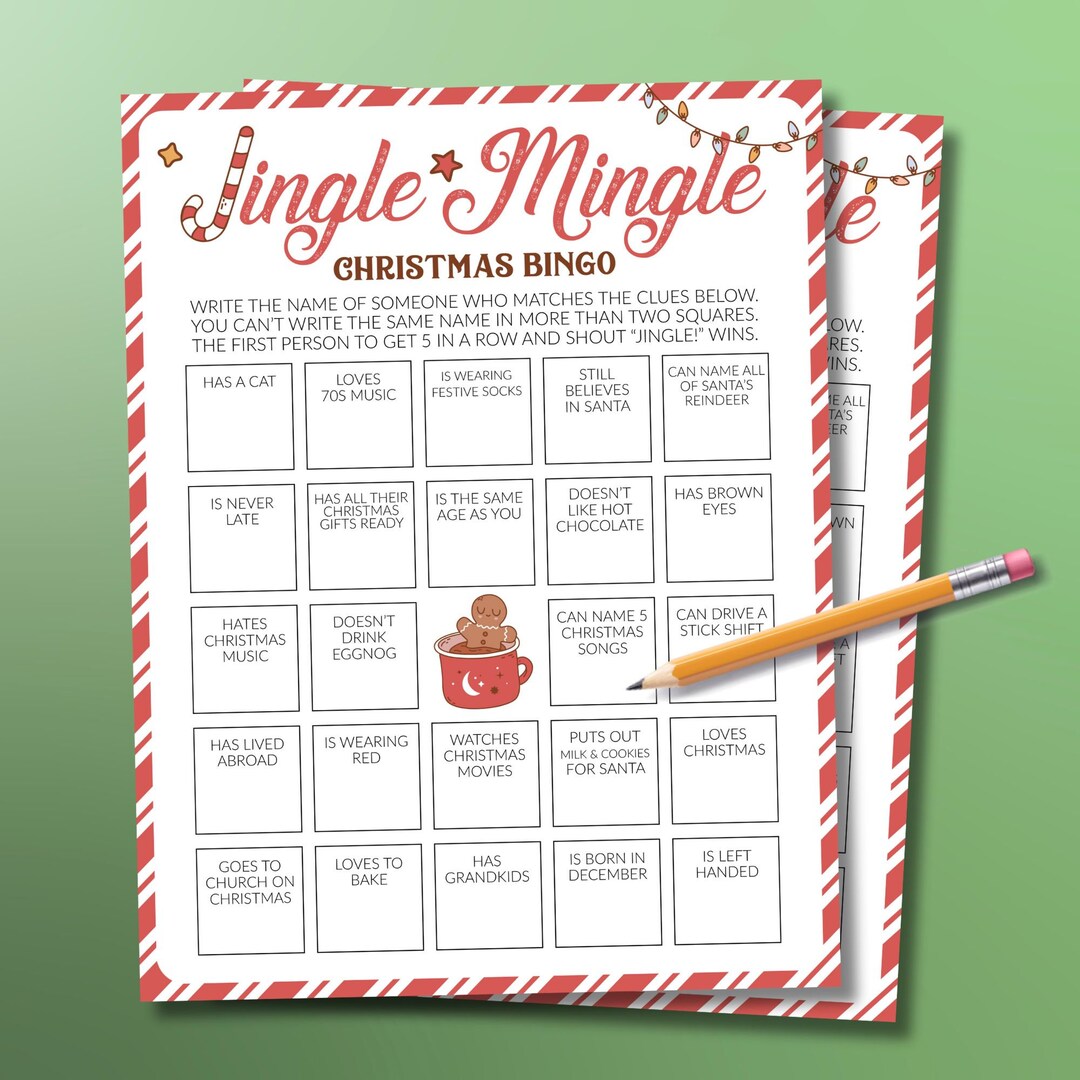 Christmas Bingo Game Fun Mix and Mingle Holiday Party Game, Office Find ...
