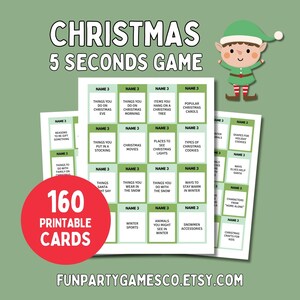Christmas 5 Second Game, Printable Holiday Office Party Activity for ...
