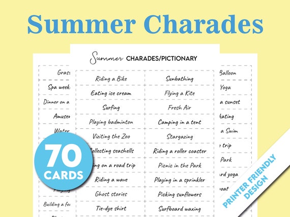 Printable Charades List