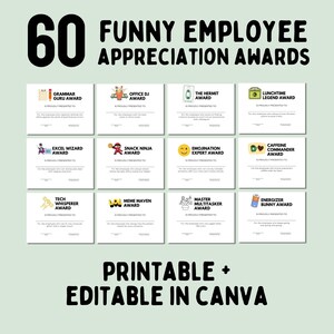 Funny Employee Appreciation Awards - 60 Printable Staff Recognition ...