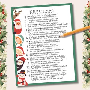 Christmas Pass the Present Game, Fun Gift Exchange Party Activity, Left ...