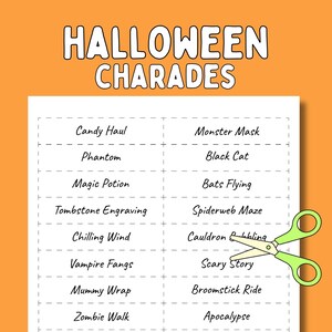 Halloween Charades Game, Printable 70 Cards, Pictionary, Kids and ...