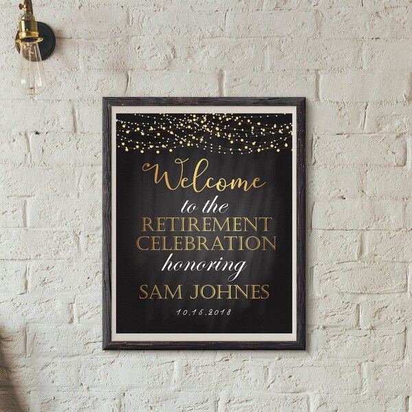 Black and Gold Retirement Welcome Sign - Etsy