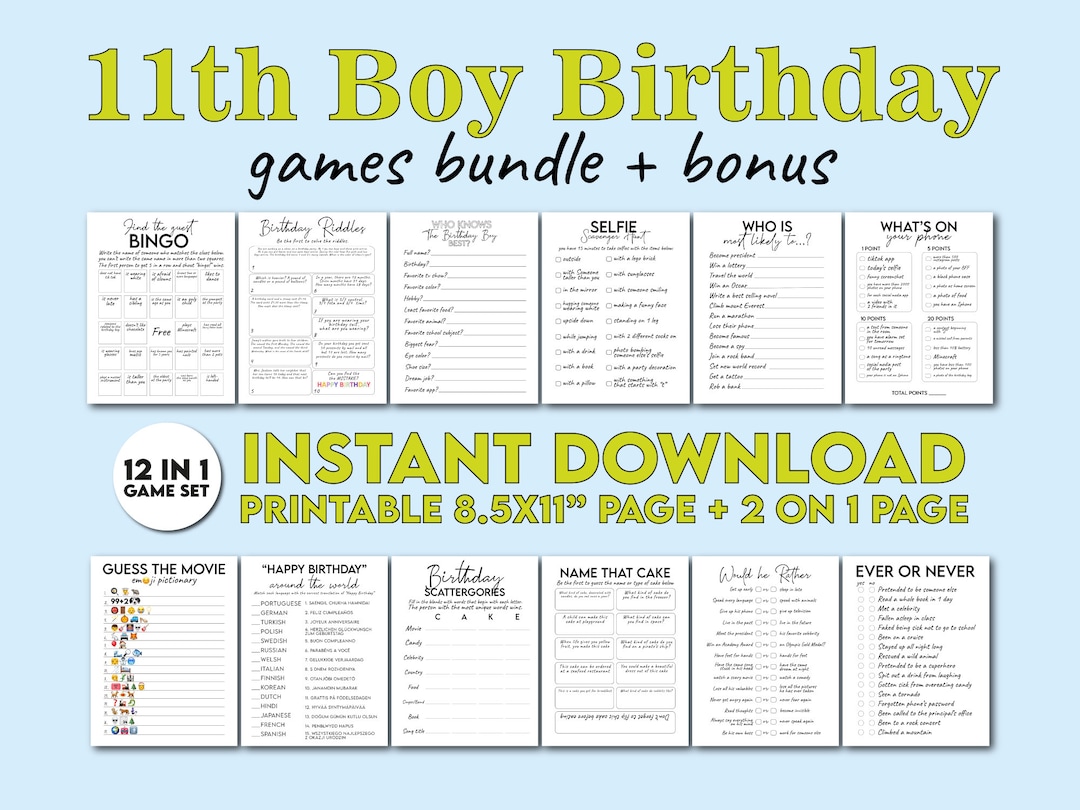 Pre Teen Birthday Games Boy Birthday Party Activities for Him 11th ...