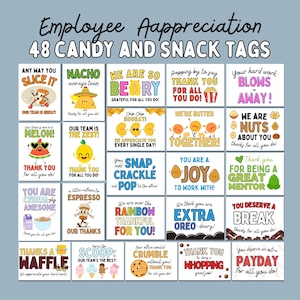 Snack and Candy Appreciation Treat Tags for Employee Recognition ...