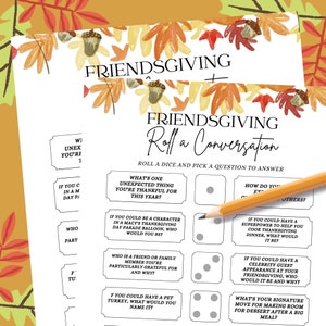 Friendsgiving Gratitude Game for Adults, Friendsgiving Roll a Dice Game ...