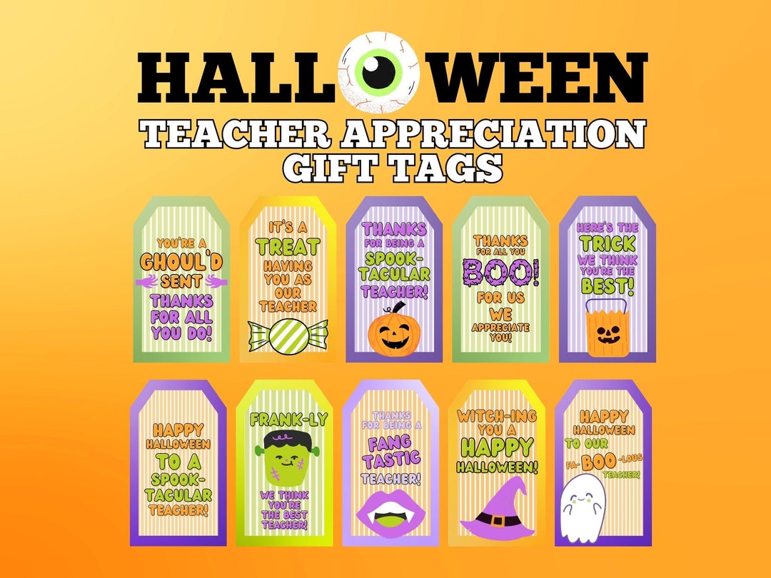 Teacher Appreciation Halloween Gift Tags Printable Gift Tags - Etsy