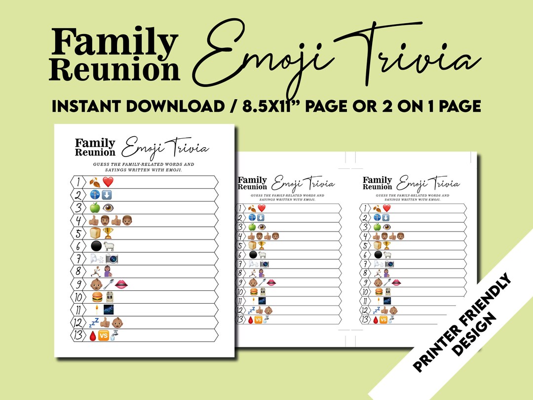 Family Reunion Printable Game Emoji Pictionary Family - Etsy Canada