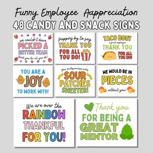 Funny Snack and Candy Employee Appreciation Signs, Staff Recognition ...