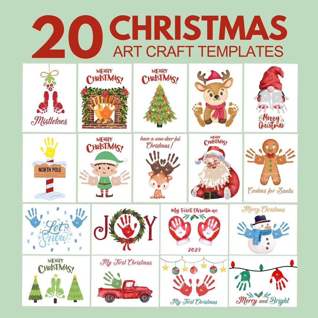 Christmas Craft Handprint Footprint Finger Art Template Printable for ...