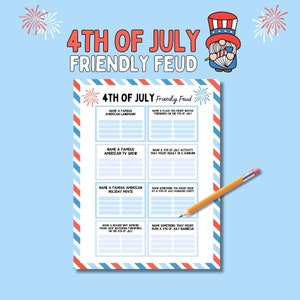 4th of July Friendly Feud Game, Family Party Game for Kids and Adults ...