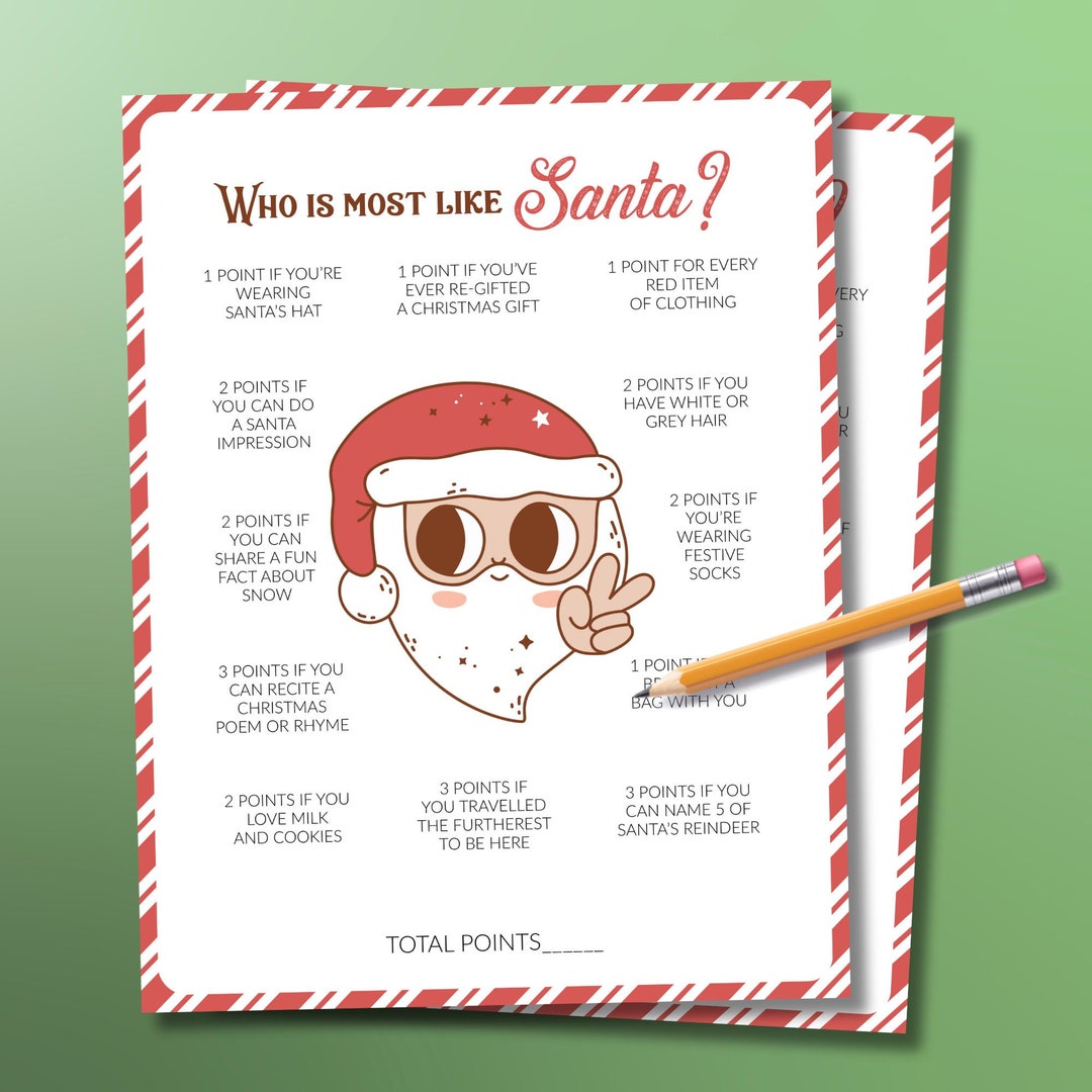 Fun Christmas Party Game Who is Most Like Santa, Fun Holiday Icebreaker ...