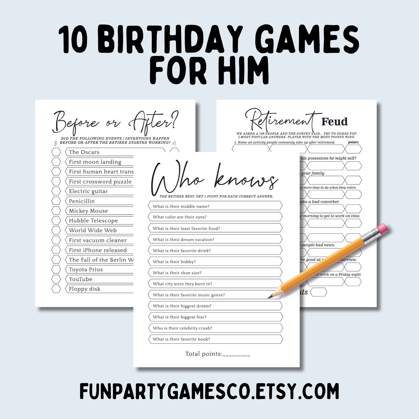 Fun Printable Birthday Games for Him, Icebreaker Games, Modern Birthday ...