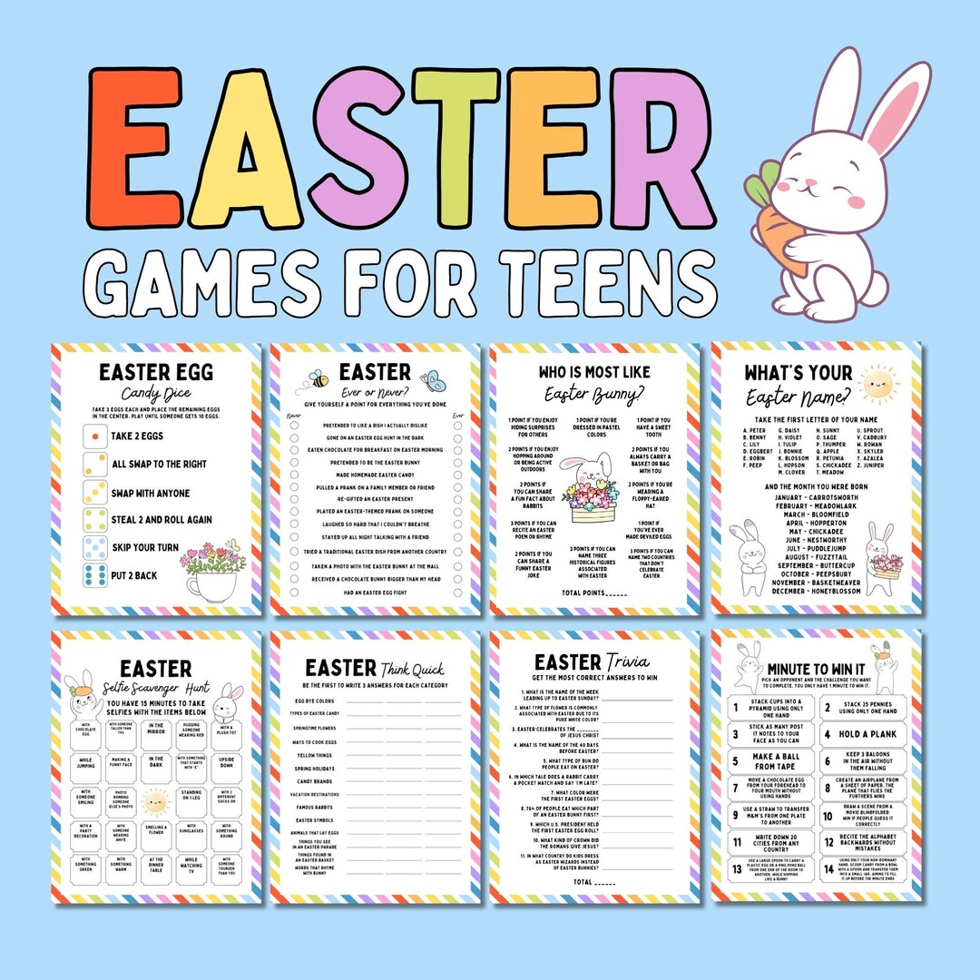 Easter Games for Teens Bundle: Would You Rather, Trivia, Charades ...