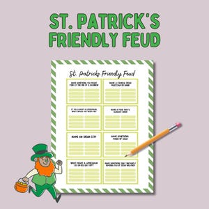 St Patricks Friendly Feud Game, Fun Fun St. Paddy’s Trivia Top Answers ...