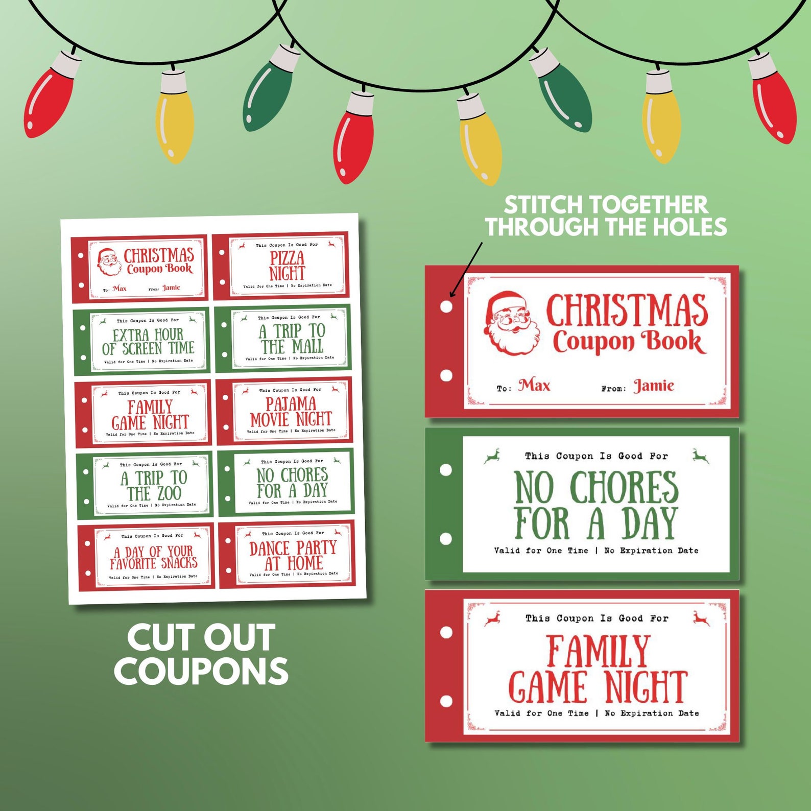 Christmas Coupon Book Editable in Canva, Custom Holiday Reward Coupons ...