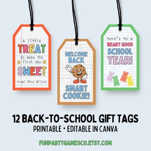 Back to School Gift Tag Bundle Editable in Canva, Printable First Day ...