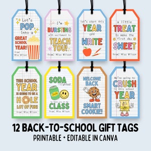 Back to School Gift Tag Bundle Editable in Canva, Printable First Day ...
