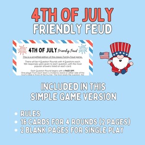 4th of July Friendly Feud Game, Family Party Game for Kids and Adults ...