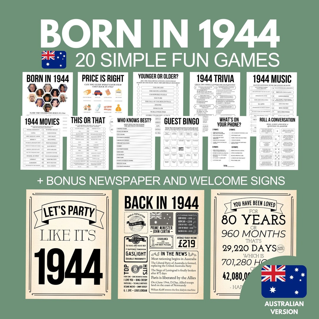 80th Birthday Games Bundle, 80th Birthday Party Activities Men Women ...