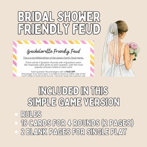 Bridal Shower Family Feud Game - Fun Bachelorette Activity, Wedding ...