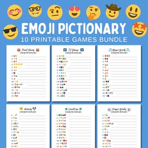 Emoji Pictionary Games Bundle, 10 Printable Emoji Games, Icebreaker ...