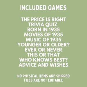 90th Birthday Games Bundle, Born in 1935, Fun Printable Party Games for ...