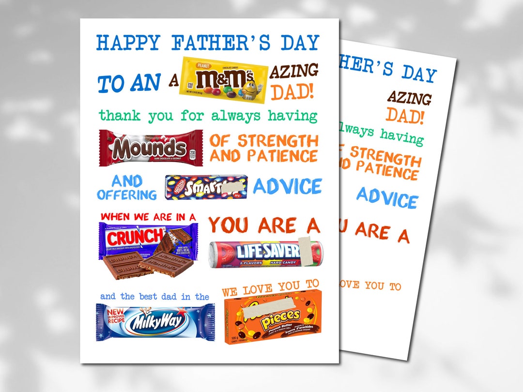 Father's Day Gift Ideas Printable Candy Gram Poster - Etsy