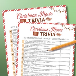 Christmas Movie Trivia Game Printable Fun Holiday Movie Trivia for ...
