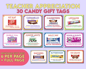 INSTANT DOWNLOAD 18 Teacher Appreciation Candy Gift Tag - Etsy