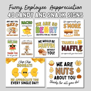 Funny Snack and Candy Employee Appreciation Signs, Staff Recognition ...